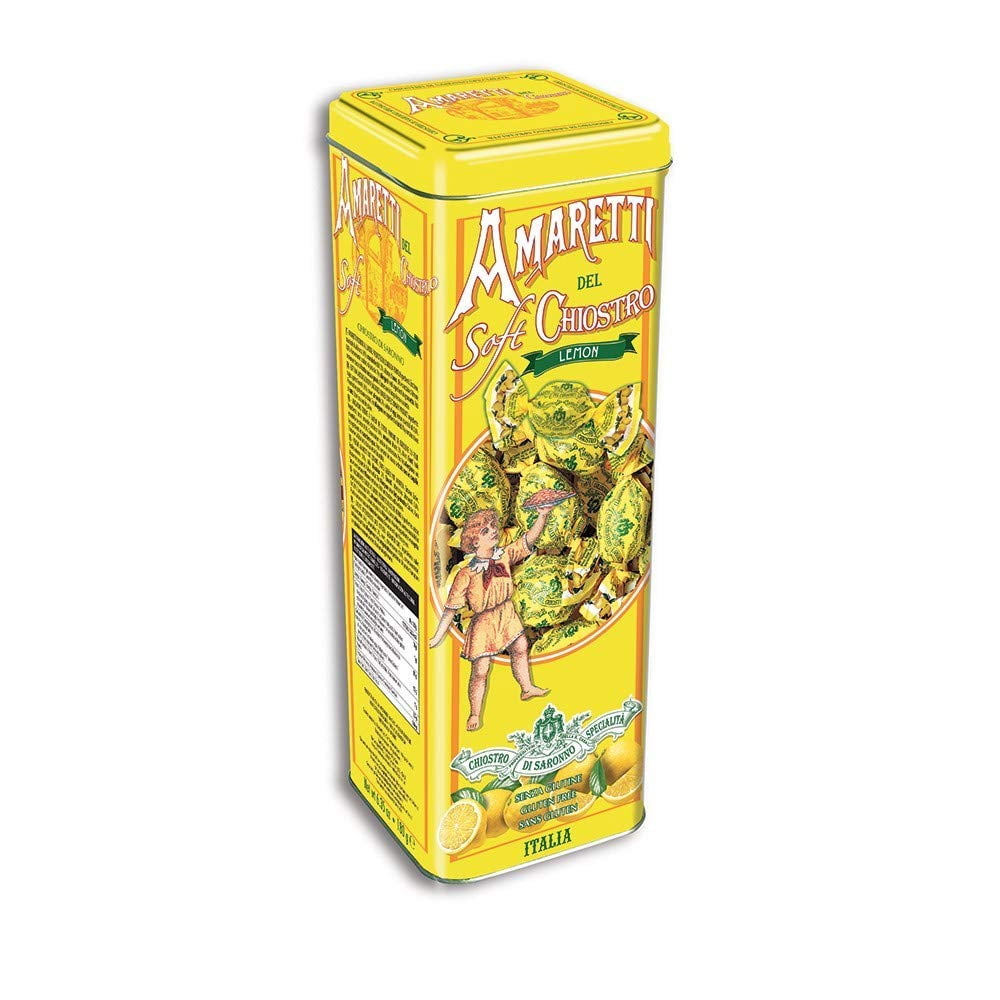 Chiostro Soft Lemon Amaretti TGF4 Cookies Tower Tin, 6.35-ounce, Made ...