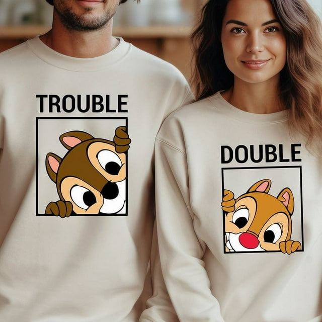 Chip And Dale Double Trouble Sweatshirt Disney Couple Hoodie Disney