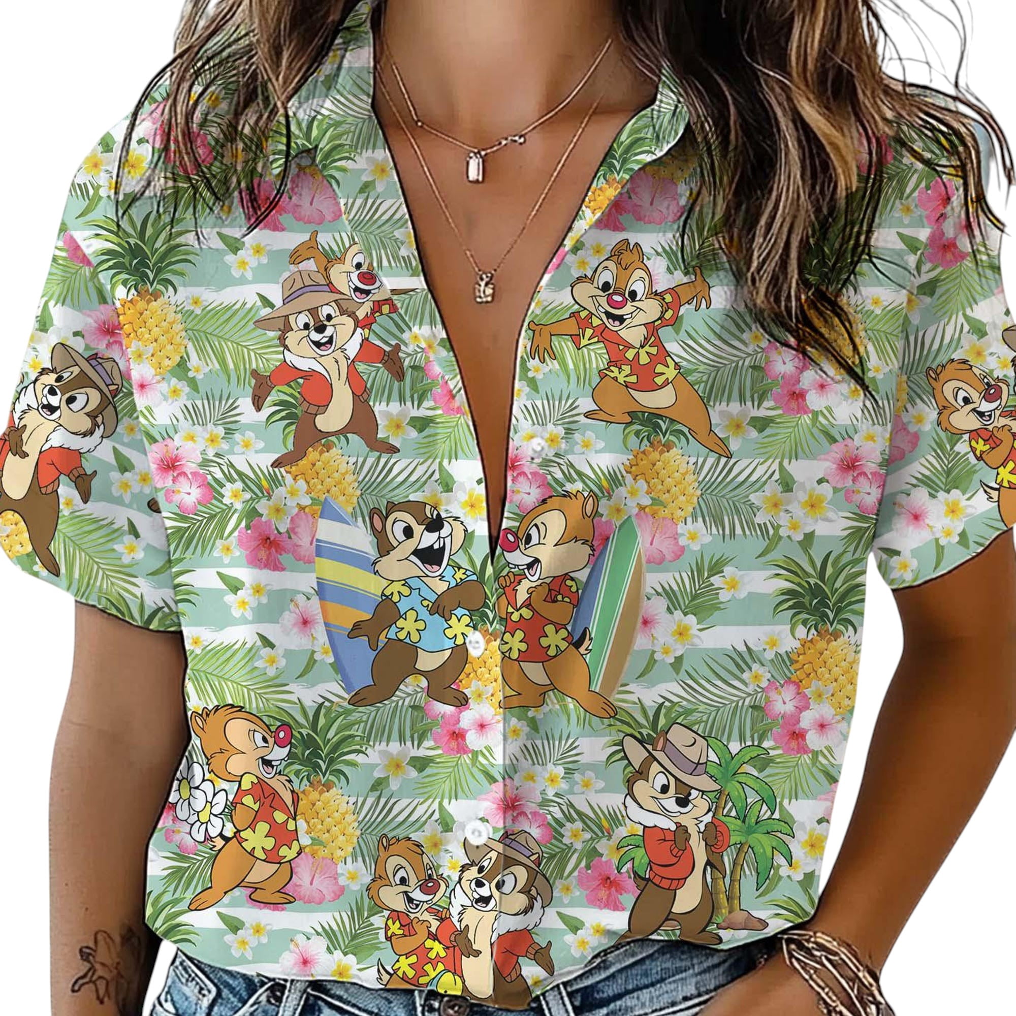 Chip And Dale Hawaiian Shirt, Disney Chipmunks Hawaiian Shirt, Disney ...