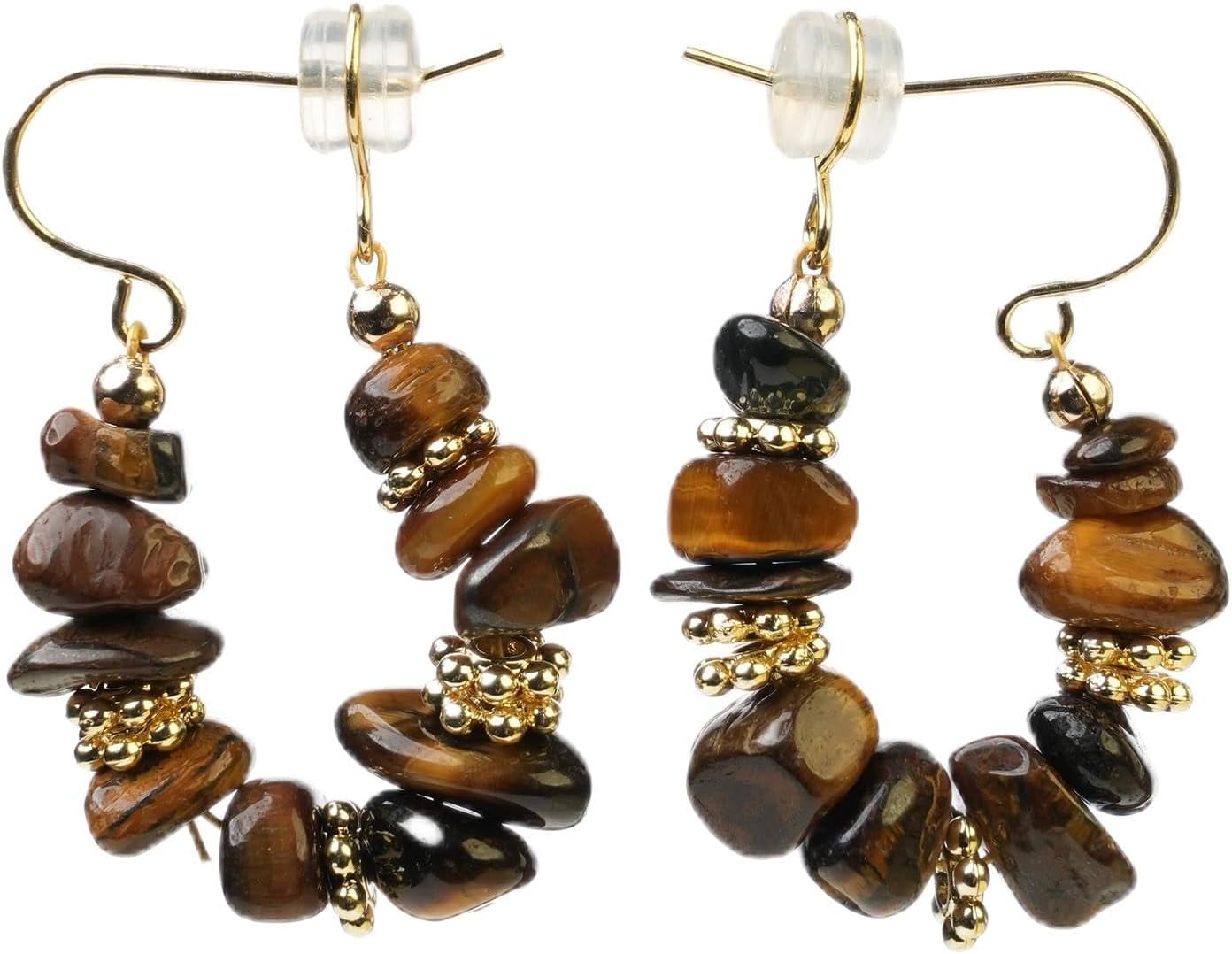 Chip Beaded Hoop Earrings for Women – Natural Stone Dangle Earrings ...