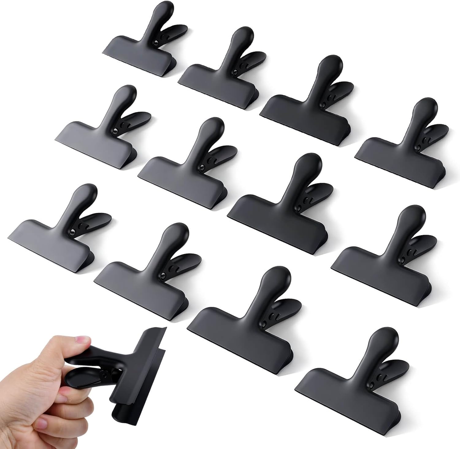 Chip Clips, 12Pcs Black Metal Bag Clips for Food Packages, Snack Chip ...