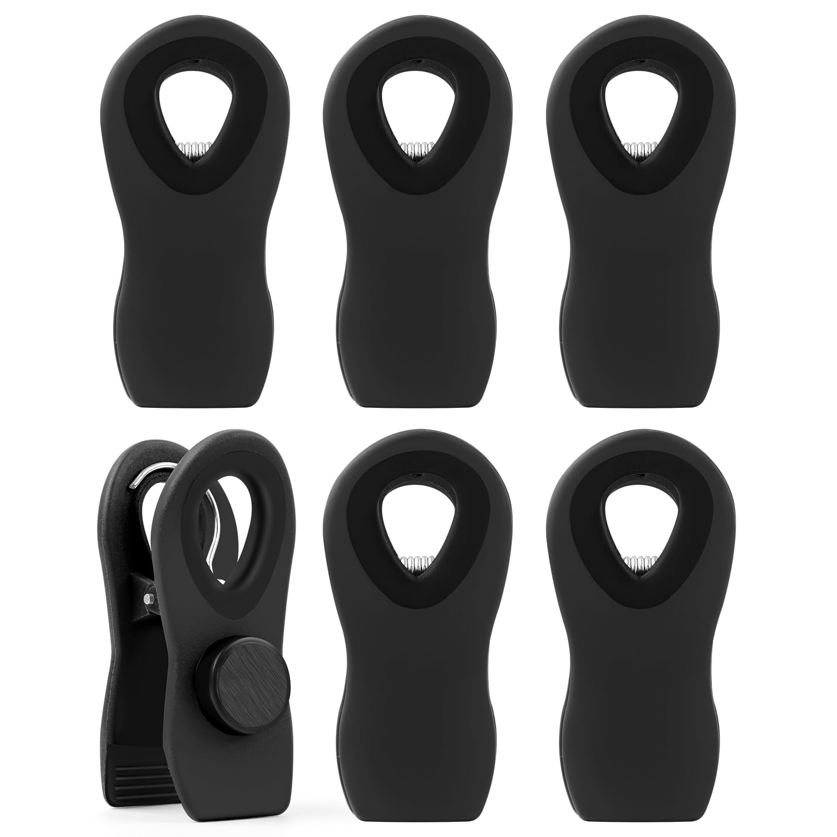 Chip Clips, Bag Clips, 6 Pack Black Magnetic Clips, Chip Clips Bag ...
