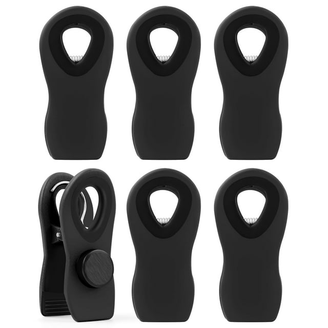 Chip Clips, Bag Clips, 6 Pack Black Magnetic Clips, Chip Clips Bag ...