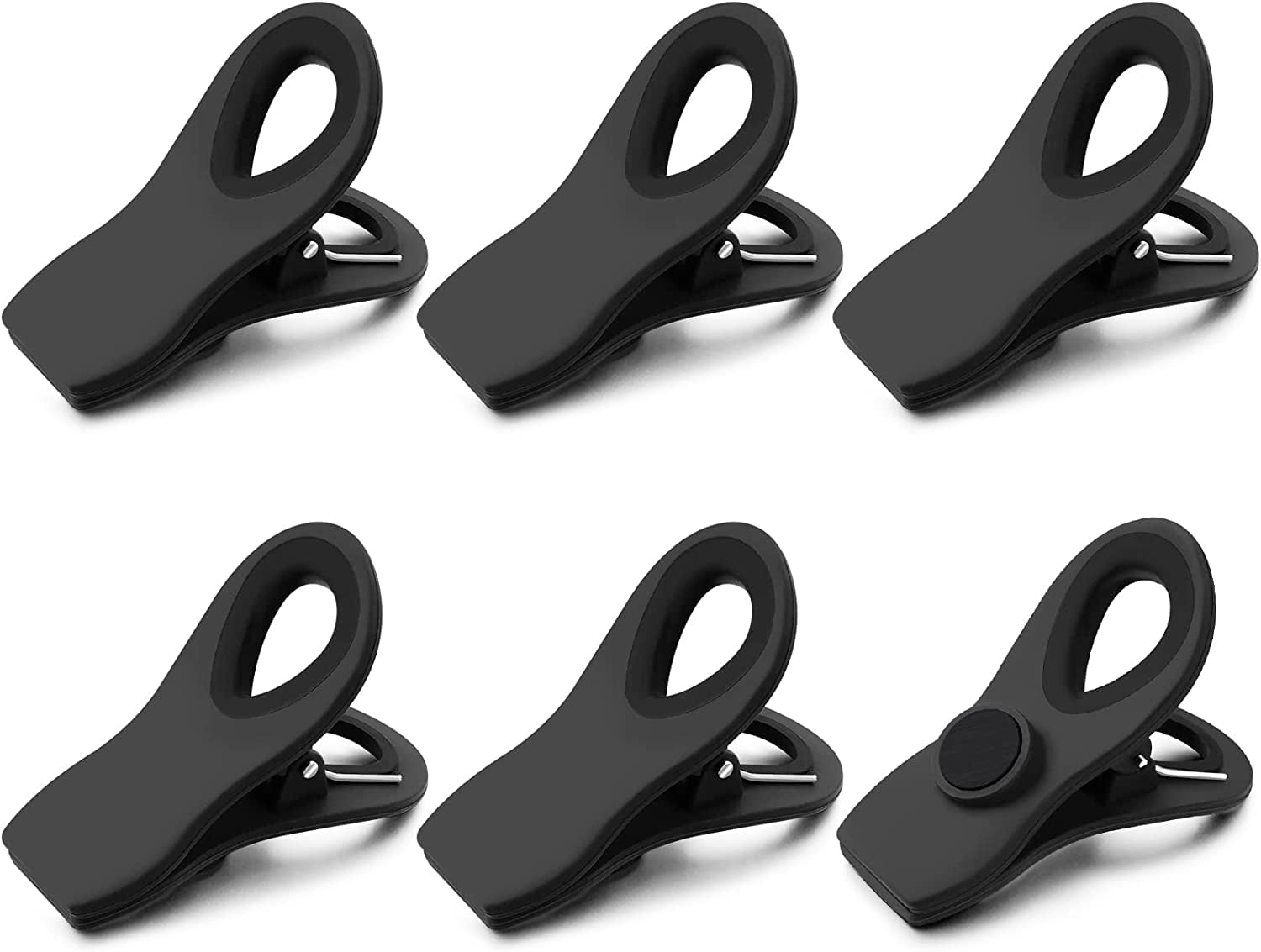 Chip Clips, Bag Clips, 6 Pack Black Magnetic Clips, Chip Clips Bag ...
