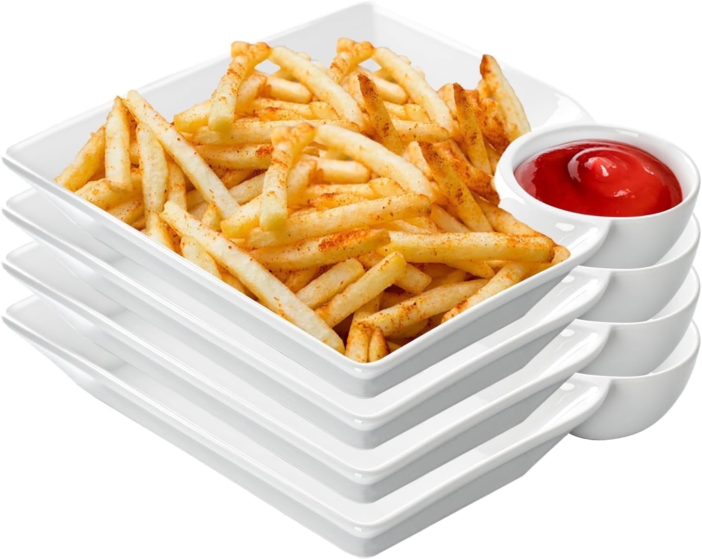 Chip and Dip Serving Platter Set Ceramic 8 Inch Divided Snack Plates ...