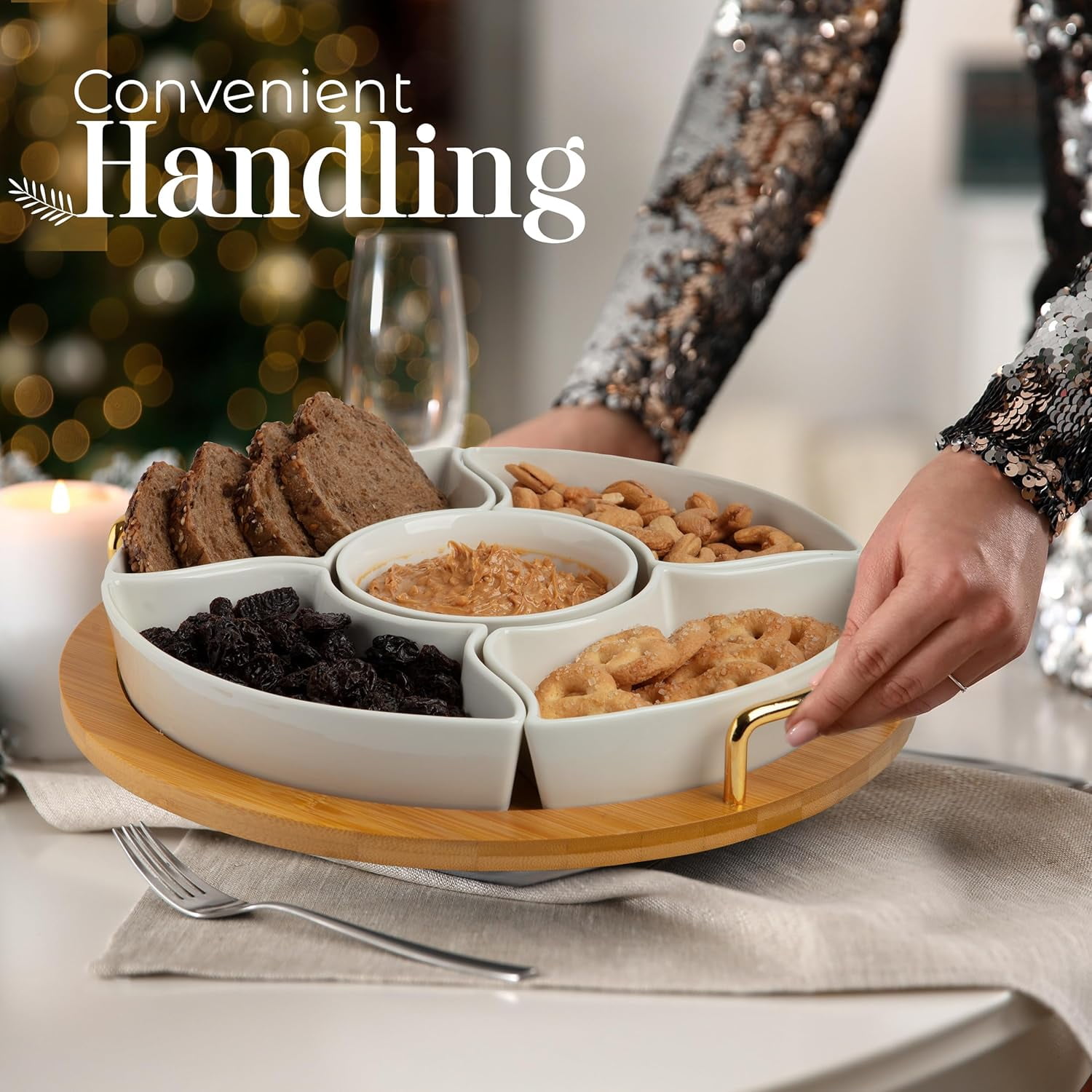 Chip and Dip Serving Set, 13.5" Serving Platters and Trays, Appetizer ...