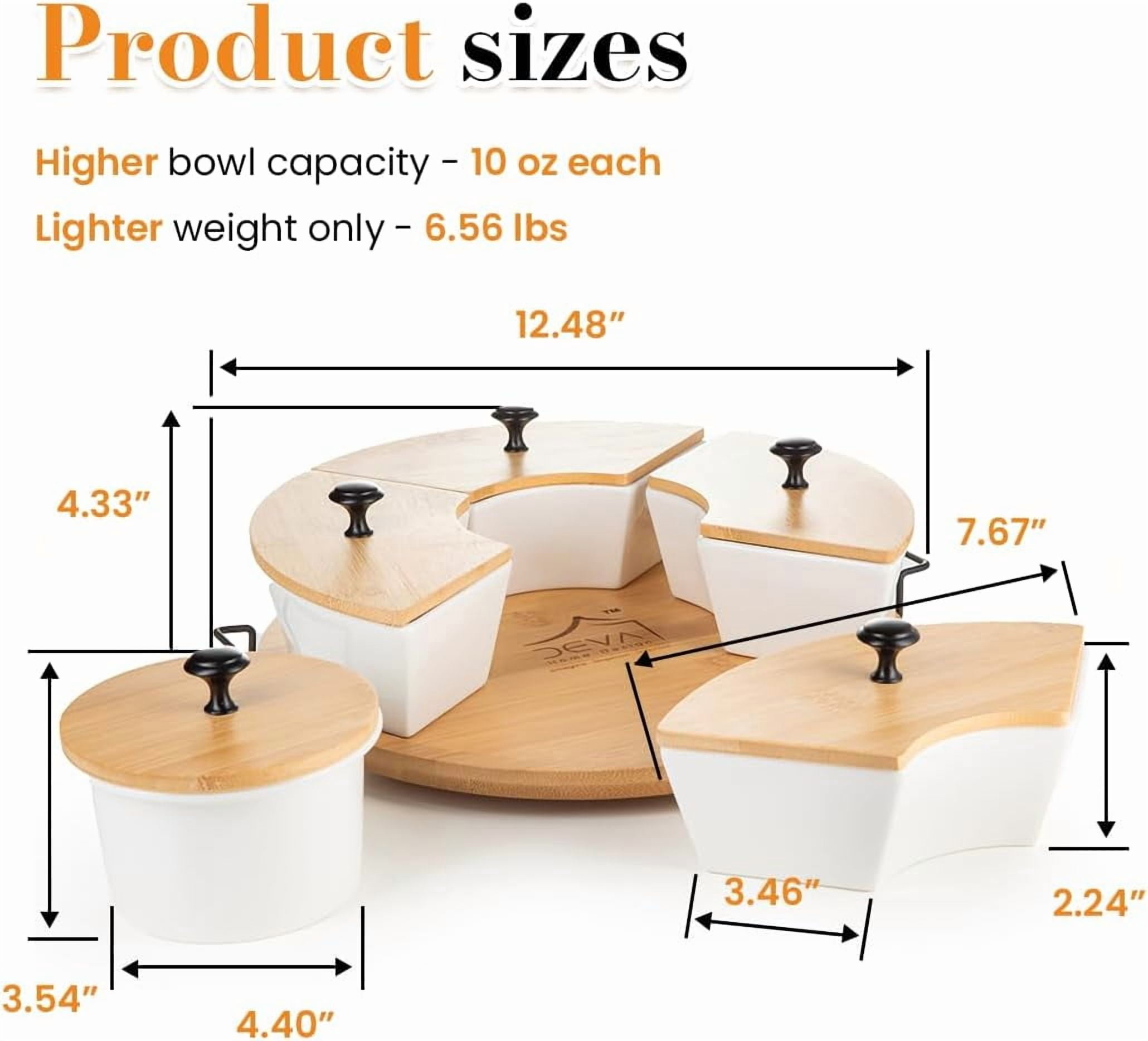 Chip and Dip Serving Set | Rotating Bamboo Lazy Susan Appetizer Tray ...