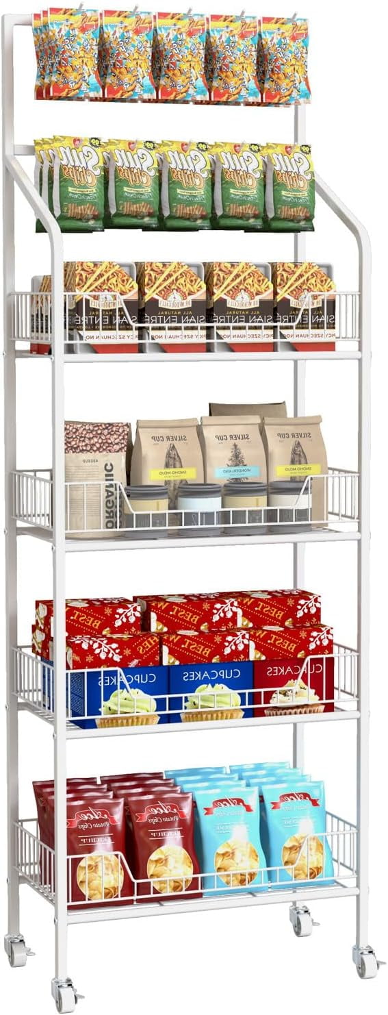 Chip Display Shelf Rack, 4 Tiered Snack Display Stand Shelves with ...