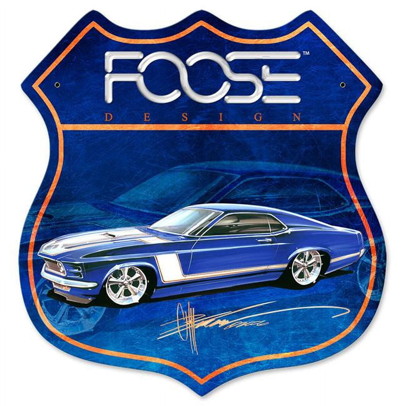 Chip Foose Signs CFOS046 15 x 15 in. 70 Blue Race Car Shield Metal Sign ...