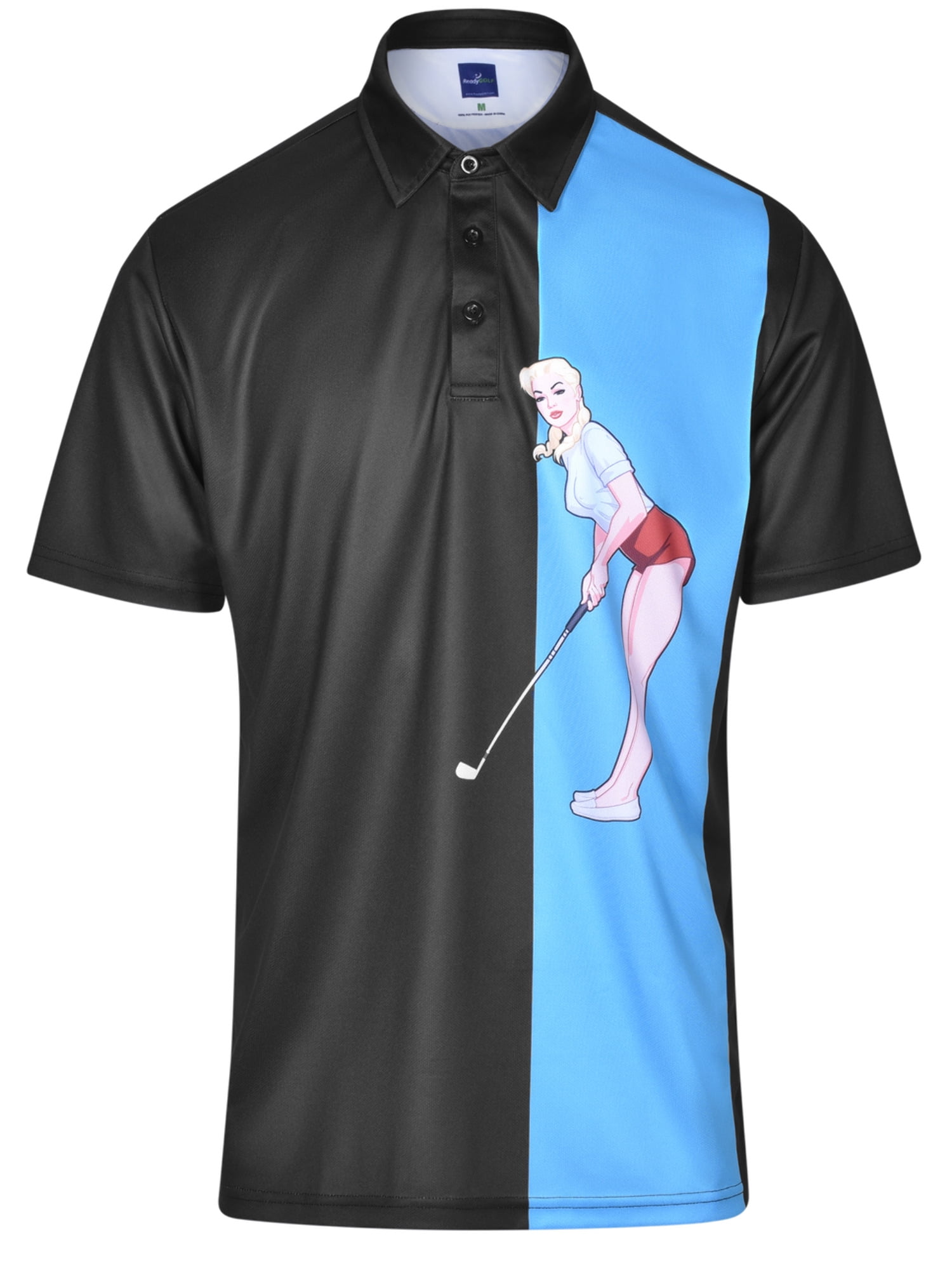 Chip In Mens Pin-Up Golf Polo Shirt by ReadyGOLF - Walmart.com