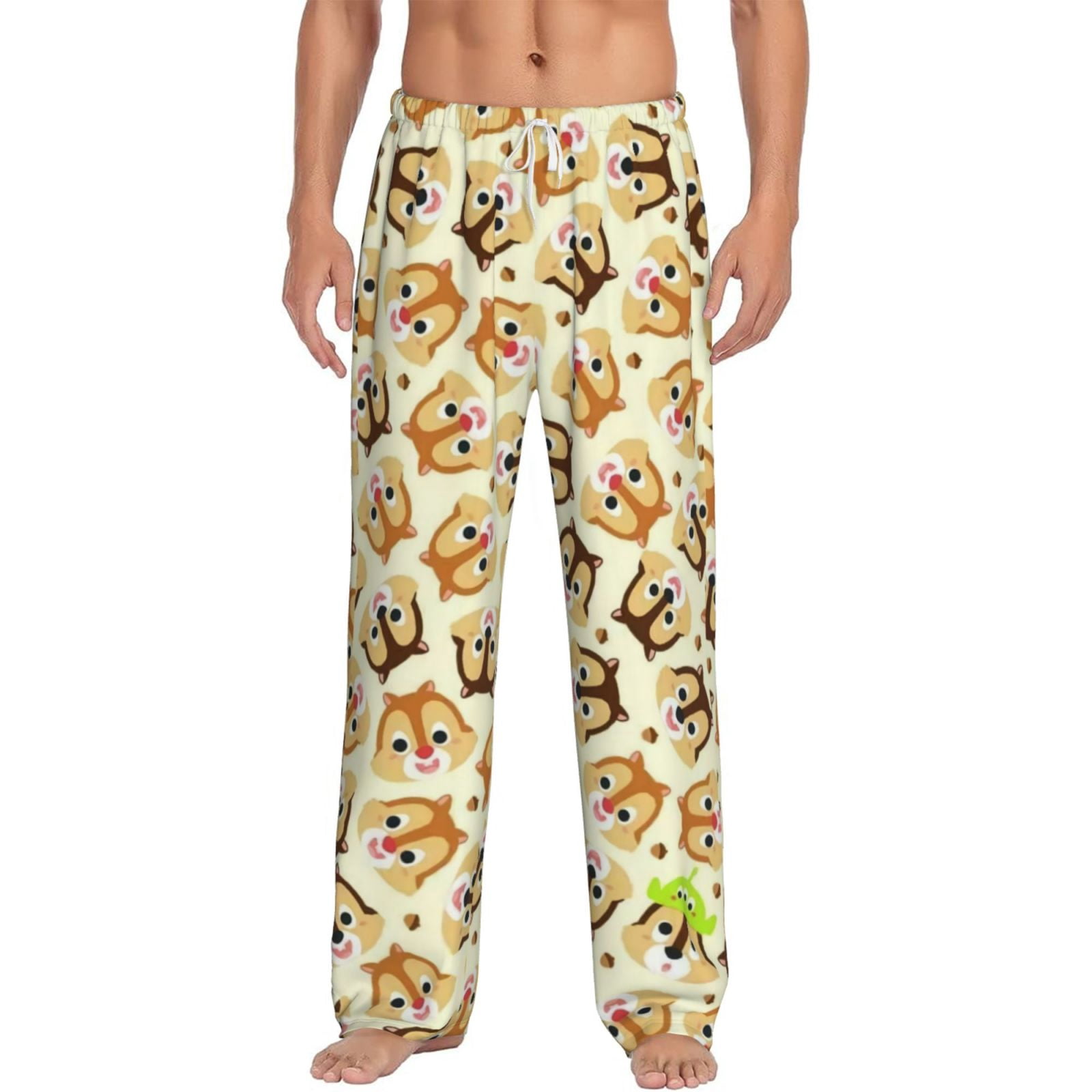 Chip 'N' Dale Anime Cartoon All-Over Print Men'S Black Pajama Pants ...