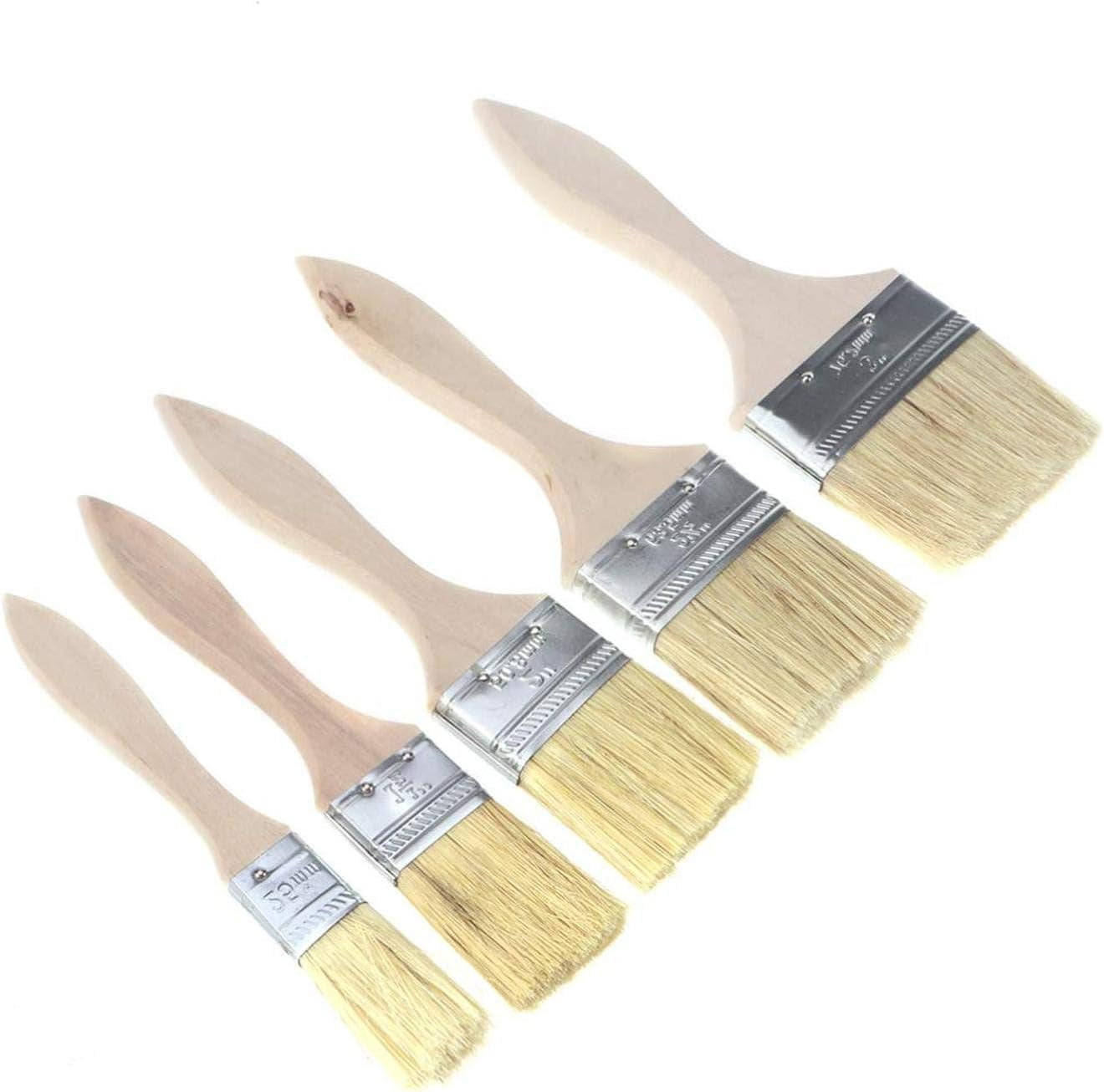Chip Paint Brush Set Natural Bristle Thick Brushes Wooden Handle Tool ...