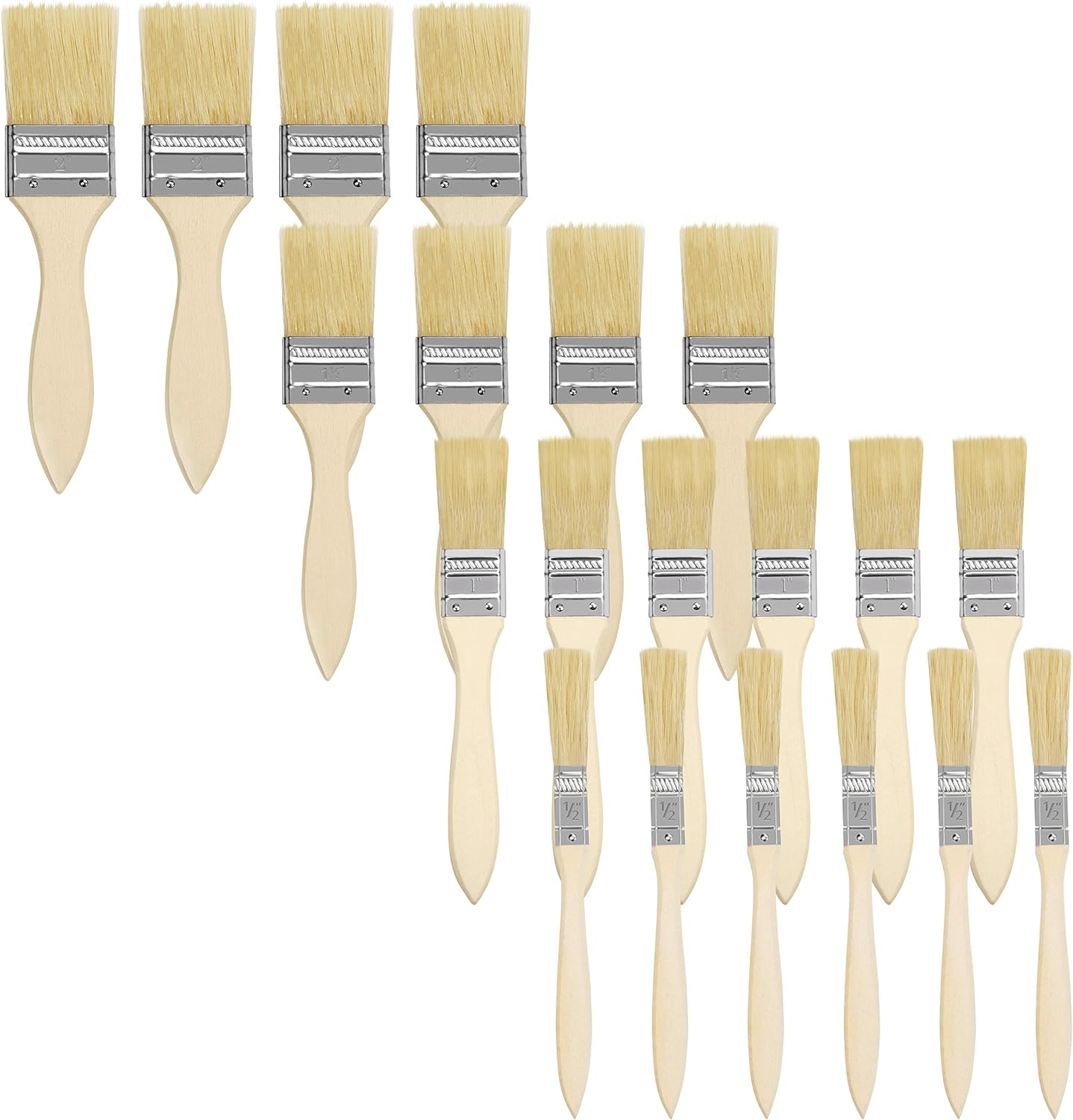 Chip Paint Brushes (20 Pack) - 5.08, 3.81, 2.54 and 1.27cm (2, 1.5, 1 ...