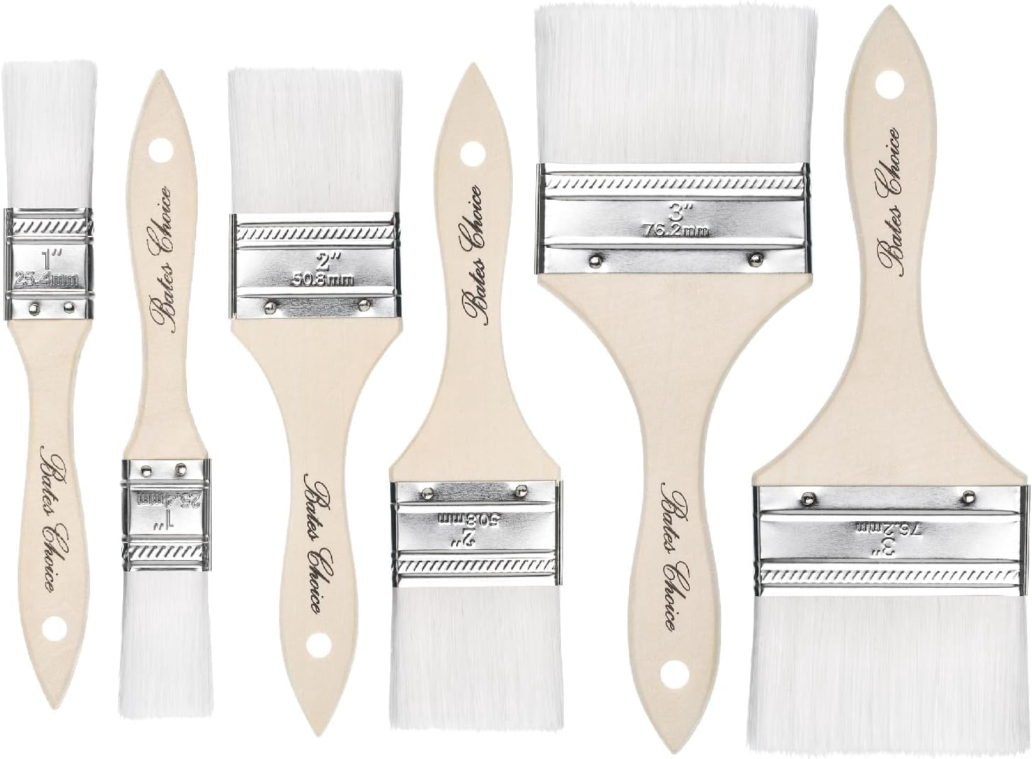 Chip Paint Brushes, 6 Pack, 1", 2", 3", Synthetic Bristles Painting ...