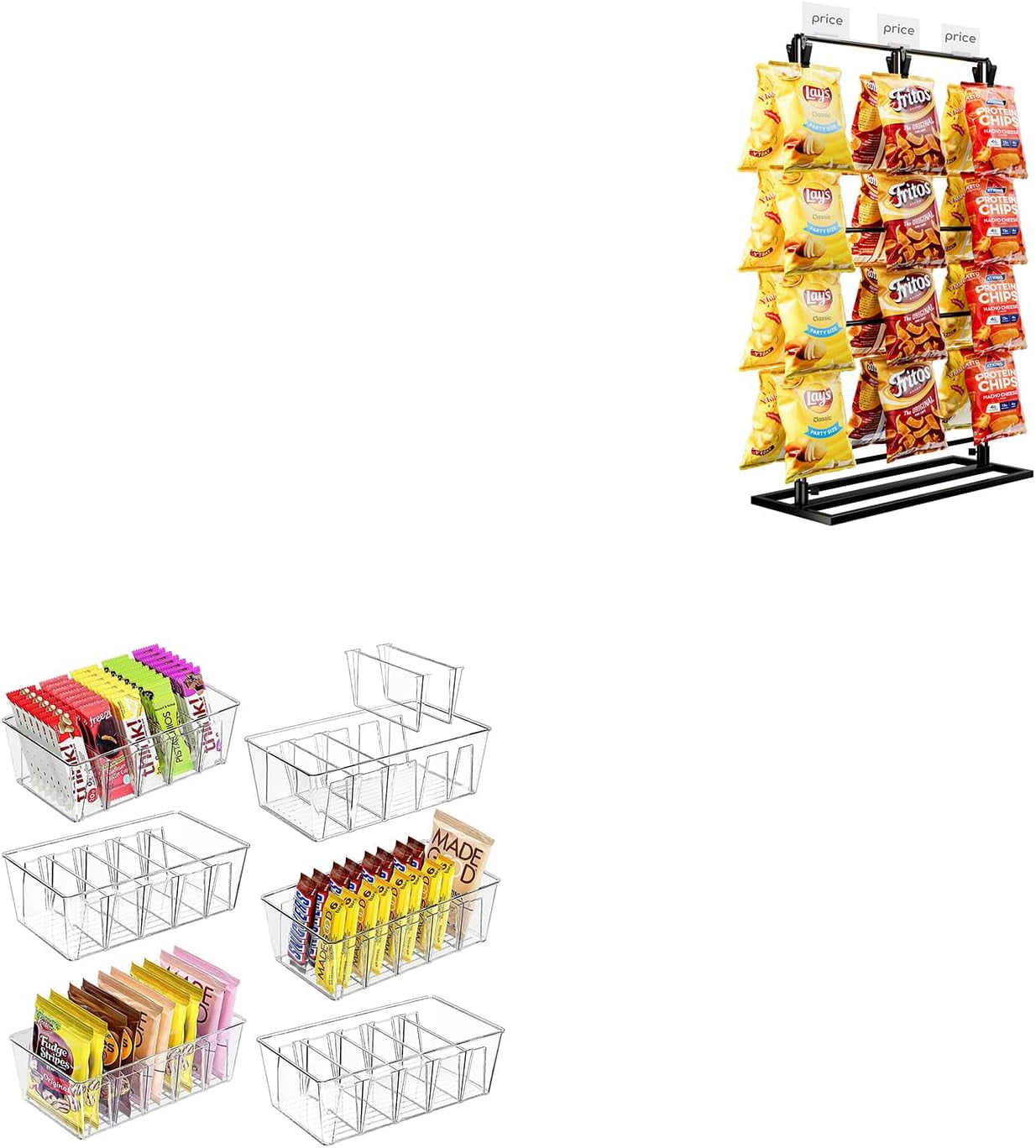 Chip Rack Display Stand, 3 Row with 48 Clips Chip Stand Display Bundle ...