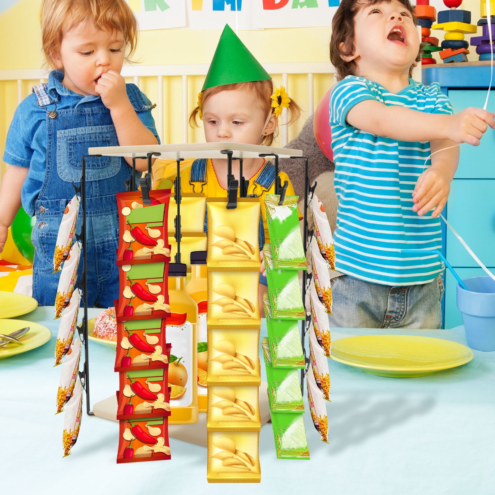 Chip Rack Display Stand 8 Rows 360° Rotation Chip Display Rack 40 Clips ...