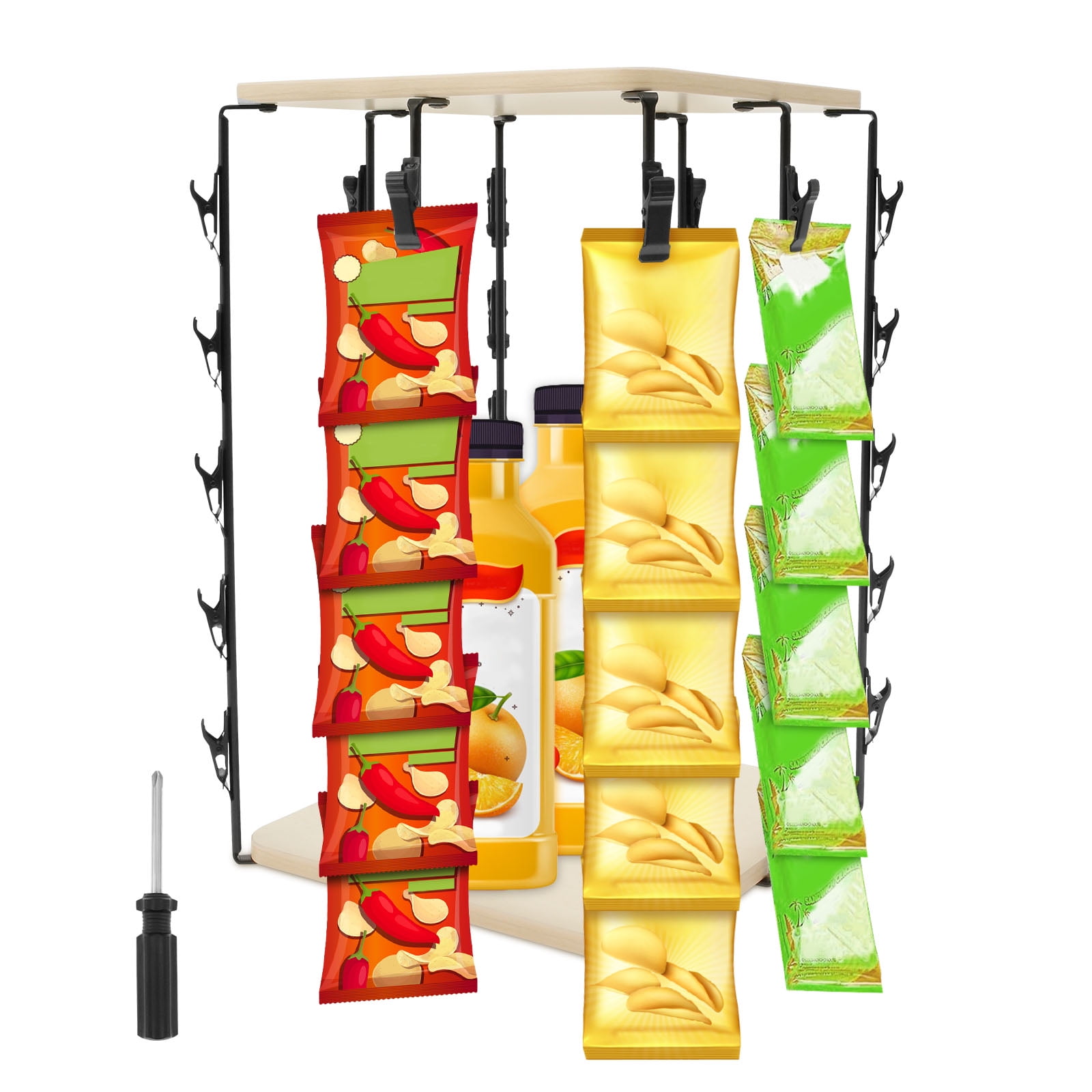 Chip Rack Display Stand 8 Rows 360° Rotation Chip Display Rack 40 Clips ...