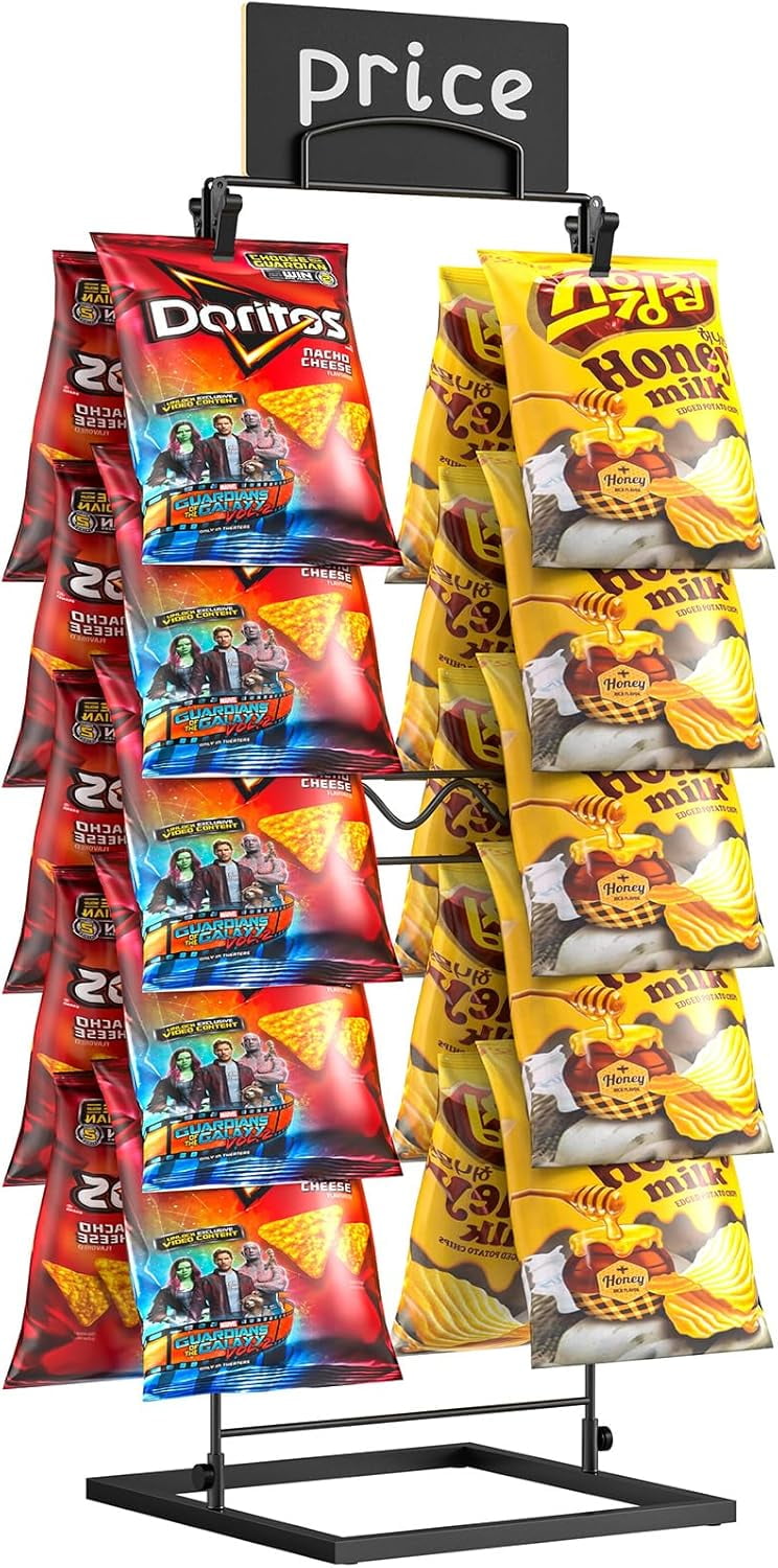 Chip Rack Display Stand, Chip Bag Holder for Party Display 3-Row 48 ...