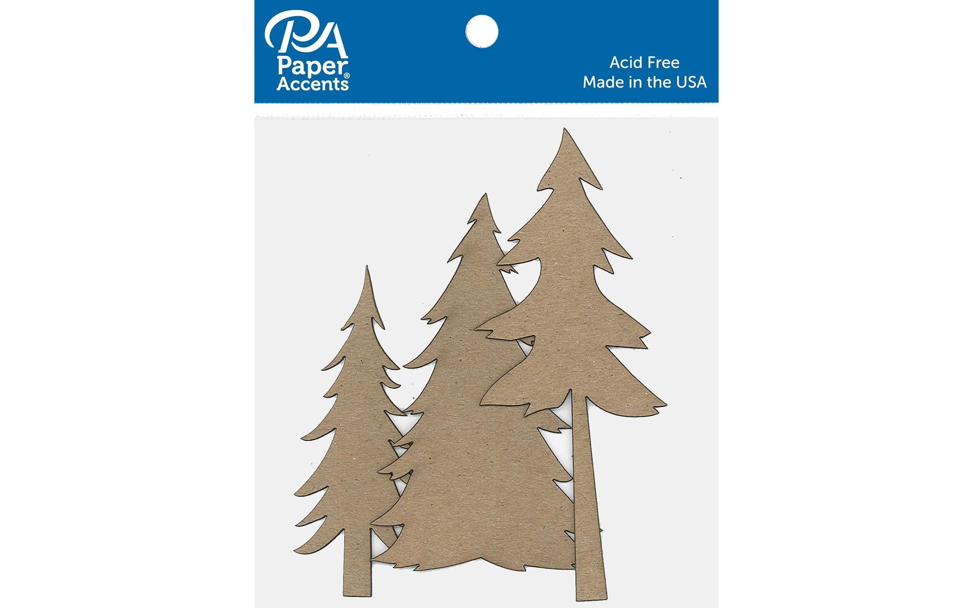 PA Vinyl Chipboard Shapes, Fir Trees, 6pc, Recycled Kraft, 1.75x4.38in ...