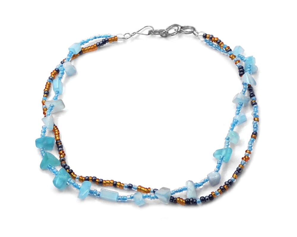 Chip Stone Seed Beaded Multi Strand Anklet - Womens Fashion Handmade ...