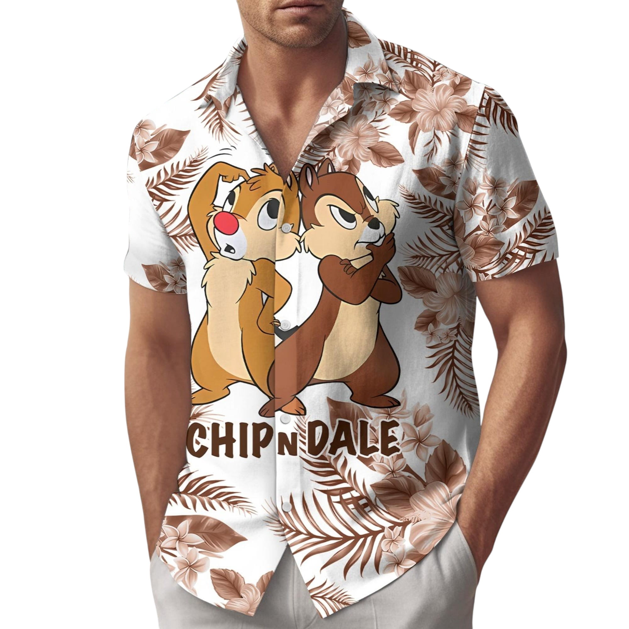 Chip and Dale Button Shirt, Disney Chipmunks Summer Hawaii Shirt, Beach ...