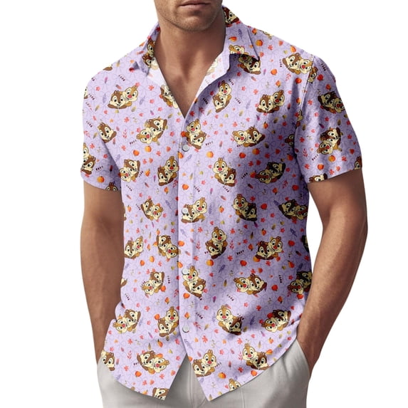 Chip and Dale Hawaiian Shirt for Men, Disney Cartoon Button Up Shirt ...