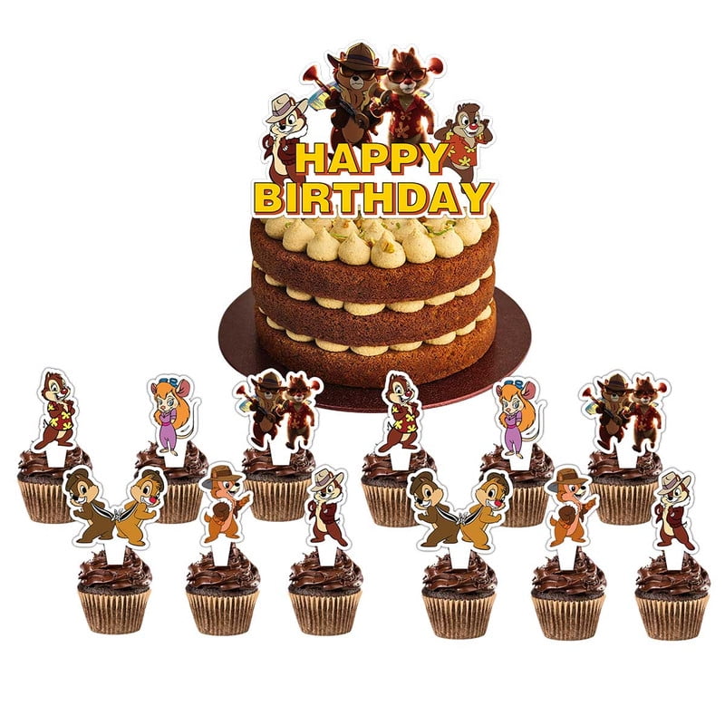 Chip and Dale Rescue Rangers Cake Topper Cupcake Set Party Supplies ...