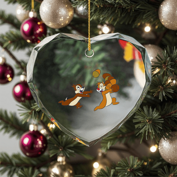 Chip 'n Dale Acorn Chase Ornament, Home Decoration, Crystal Glass ...