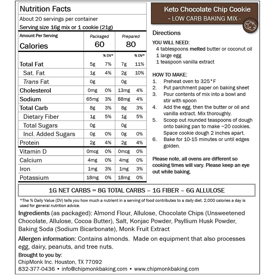 ChipMonk Cookie Mix SCH4 - Zero or Low Carb Snacks, Dessert, Cookies ...