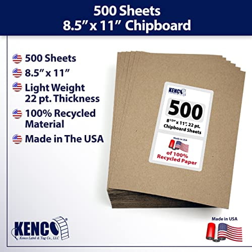 Chipboard Sheets 8.5" x 11" - 100 Sheets at 22 Point Chip Board for ...