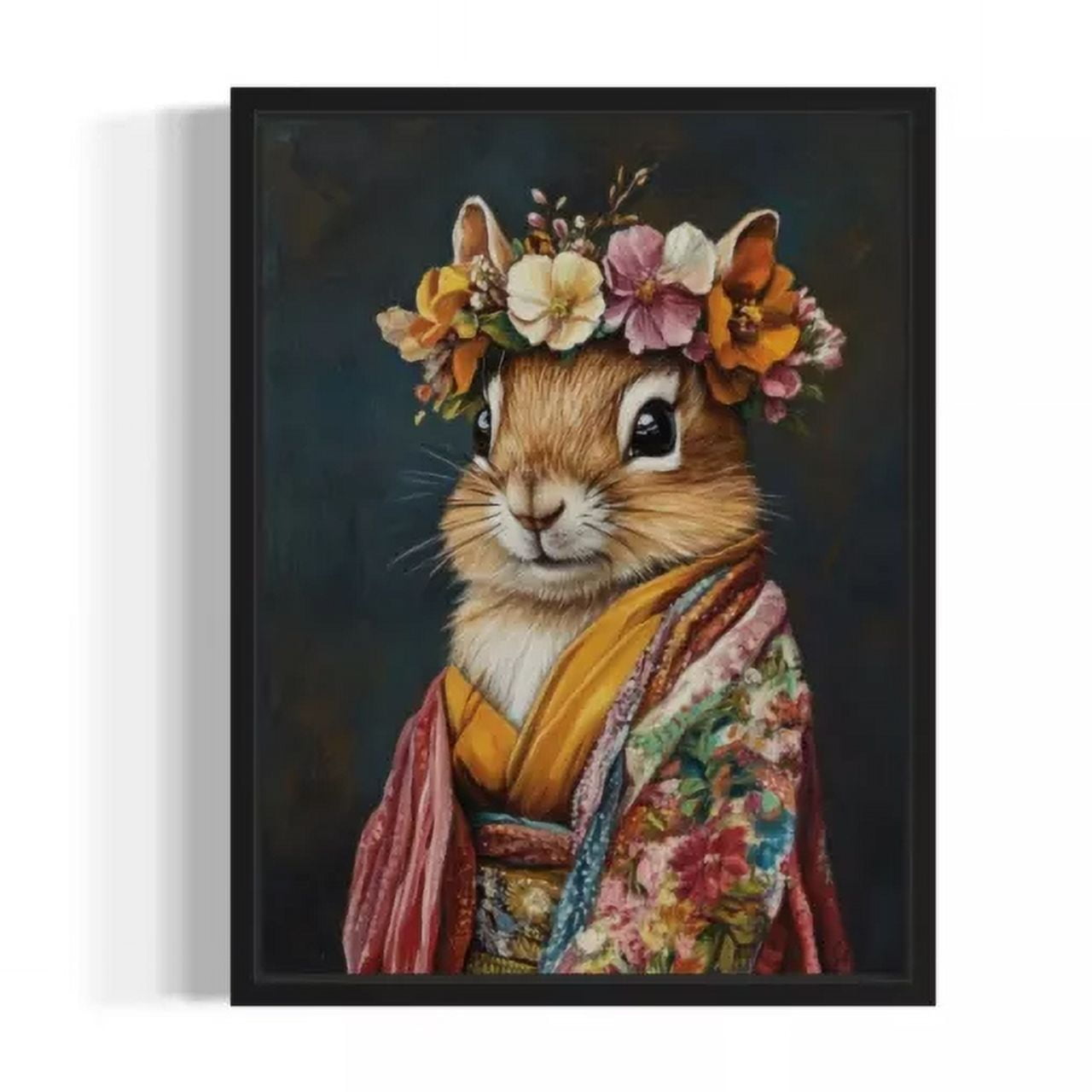 Chipmunk Animal With Flower Bathroom Art Print Poster Wall Art Painting ...