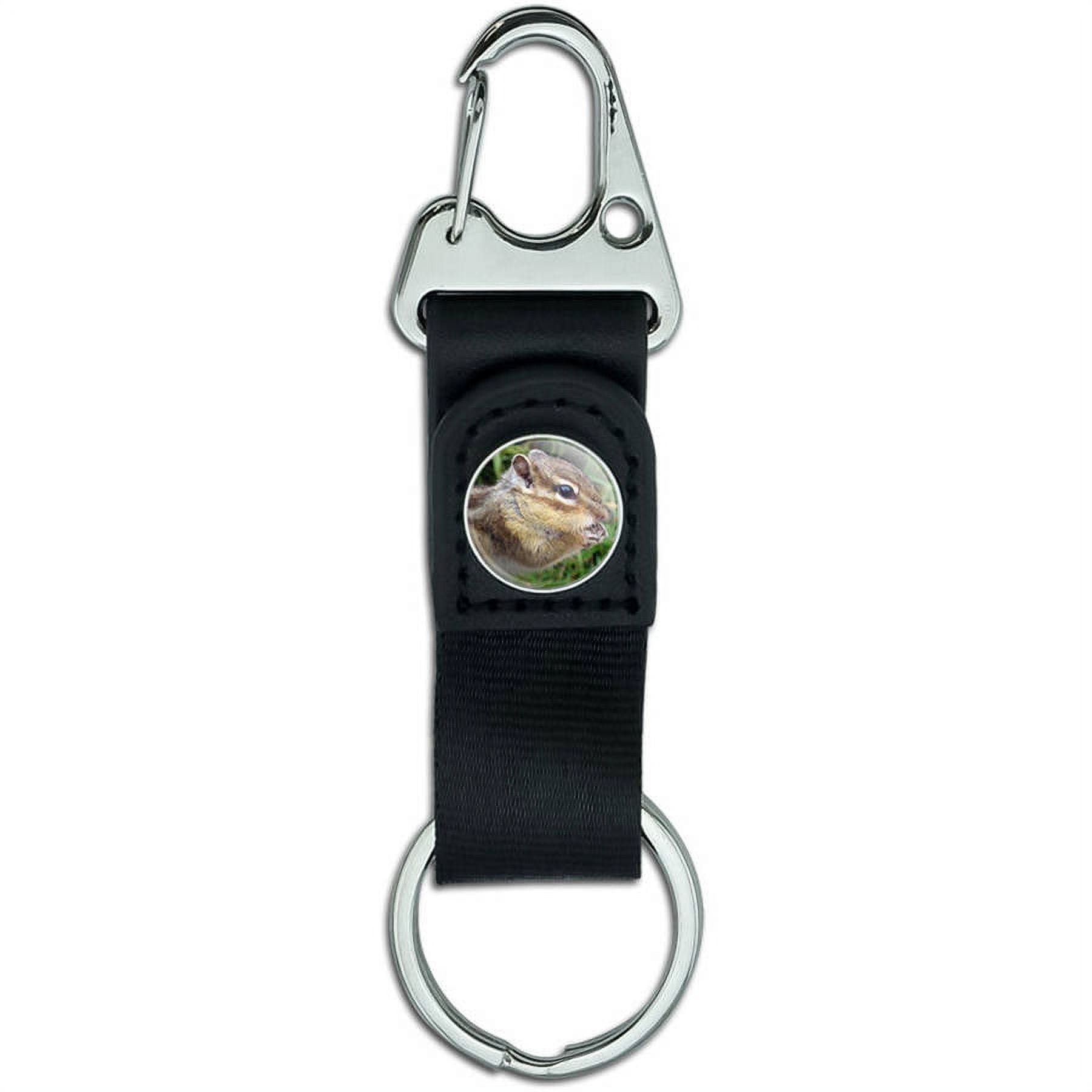 Chipmunk Eating Belt Clip On Carabiner Leather Keychain Fabric Key Ring ...