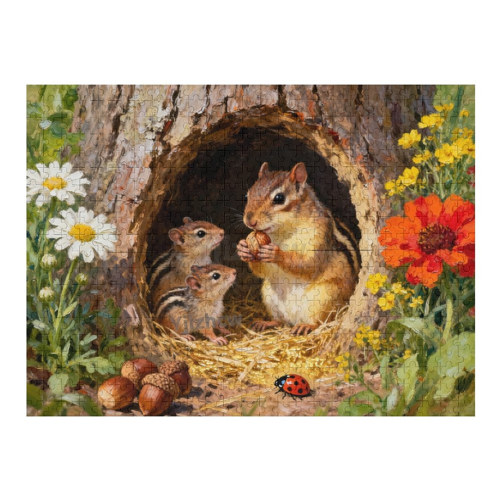 Chipmunk Family in Tree Hollow Wooden Jigsaw Puzzle 500 Pieces for ...