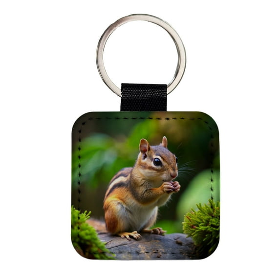 Chipmunk Faux Leather Square Keychain - Walmart.com
