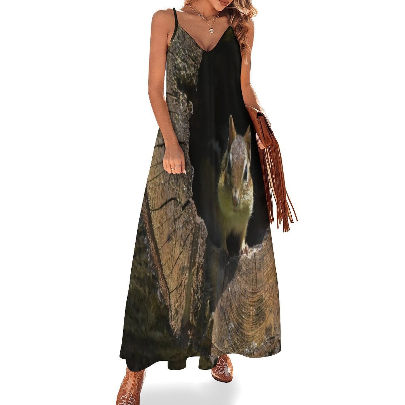 Chipmunk In The Tree Hole Sleeveless Dress loose women's dress cocktail ...