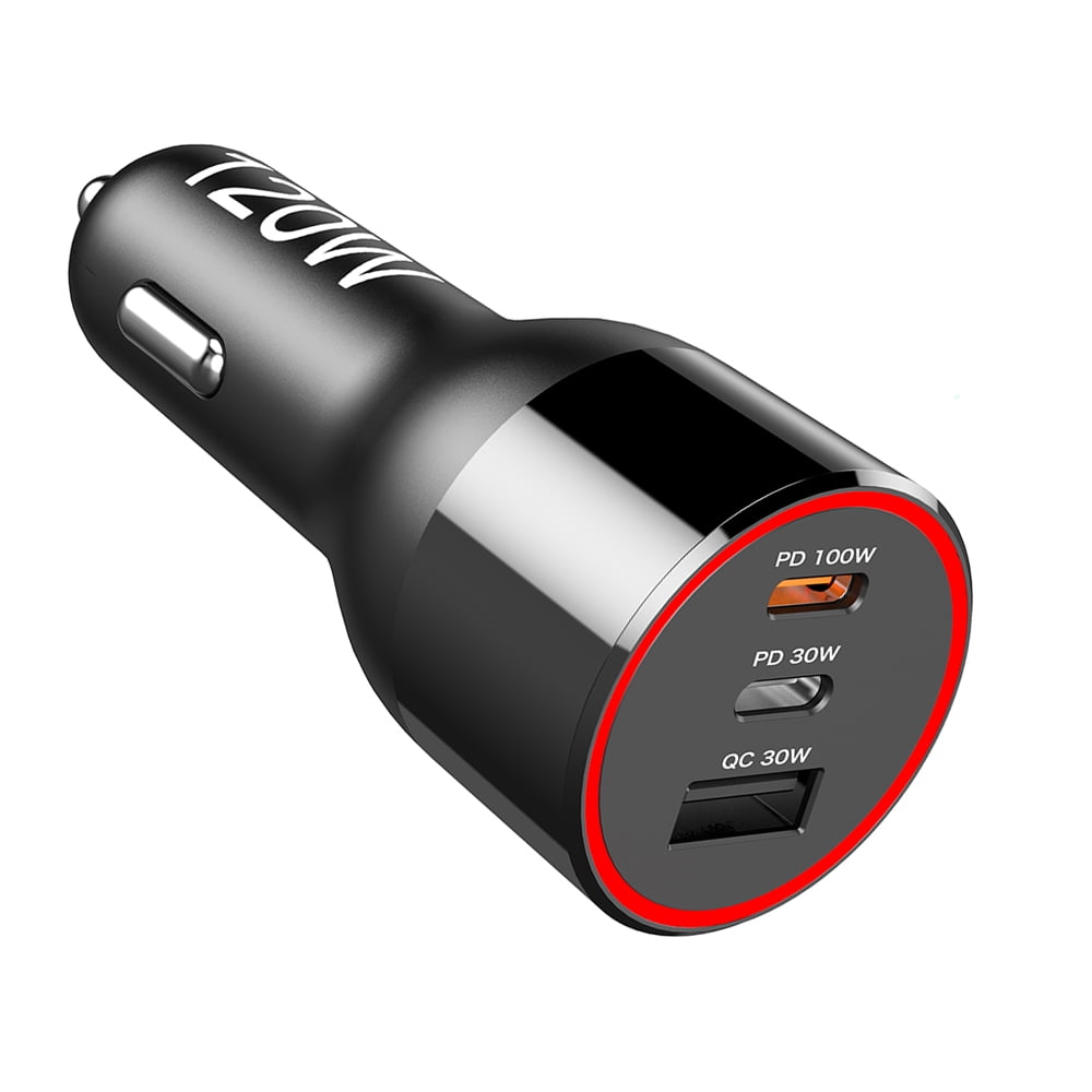 Chipofy 120W USB C Mini Car Charger, 3-Port Fast Charging LED Adapter ...