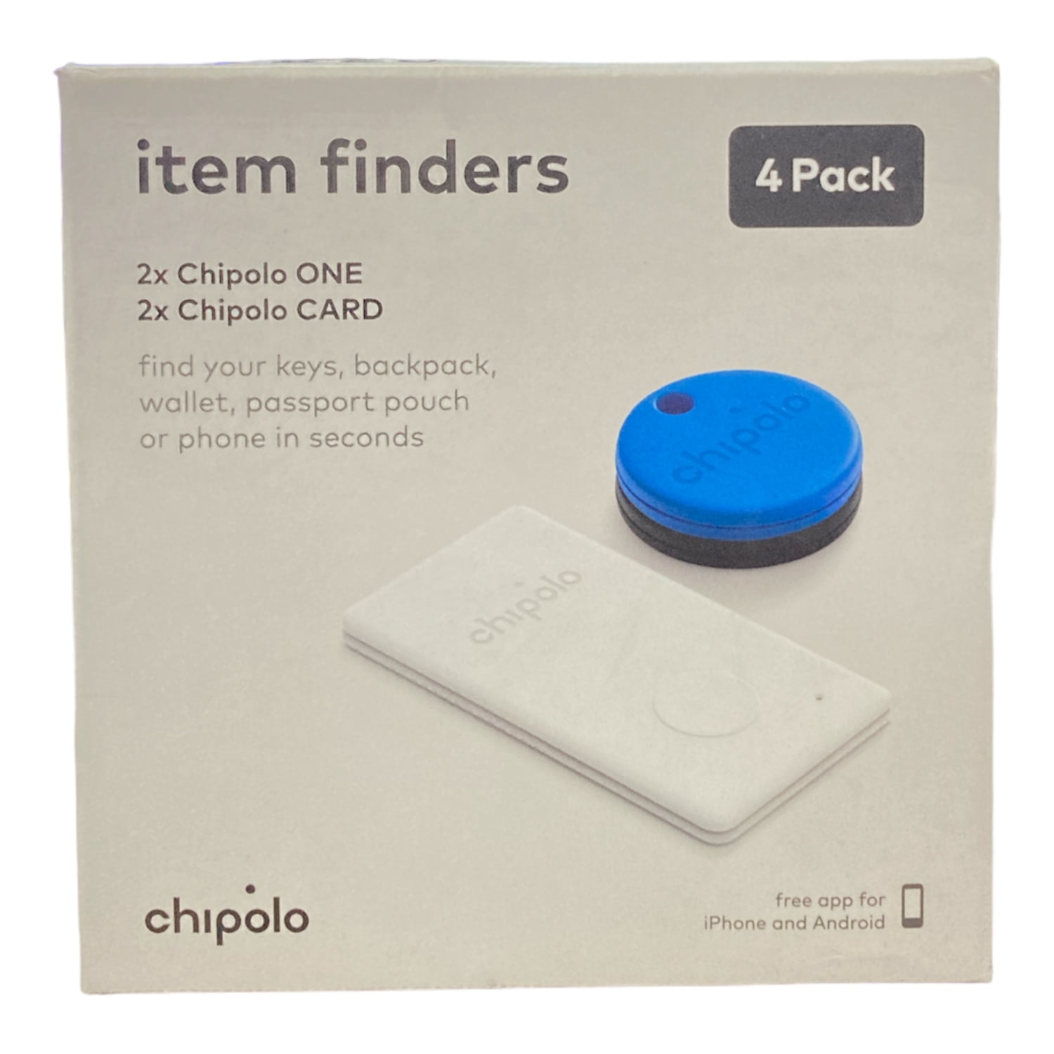 Chipolo Item Finder 4-Pack (2x ONE + 2x CARD) - Walmart.com