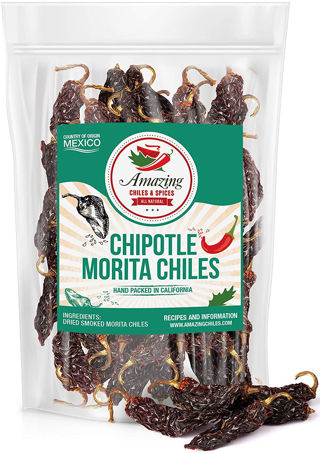 Chipotle Chile Peppers 4 oz - Rich Smoky Spicy Flavor, All Natural ...