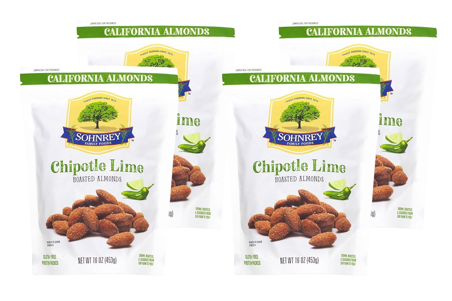 Chipotle Lime Almonds (16oz) Steam Pasteurized Roasted Almonds from the ...