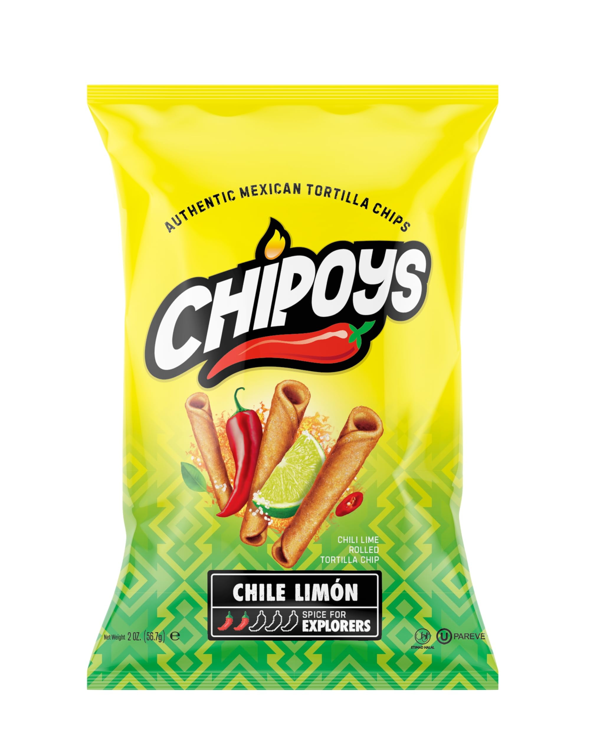 Chipoys Chile Limón Spicy OIF8 Jalapeño Rolled Corn Tortilla No Trans ...