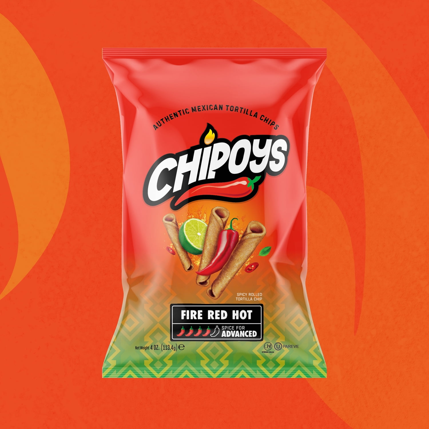Chipoys Fire Red Hot 4 oz Snack Size Rolled Corn Chips 8-Pack - Walmart.com