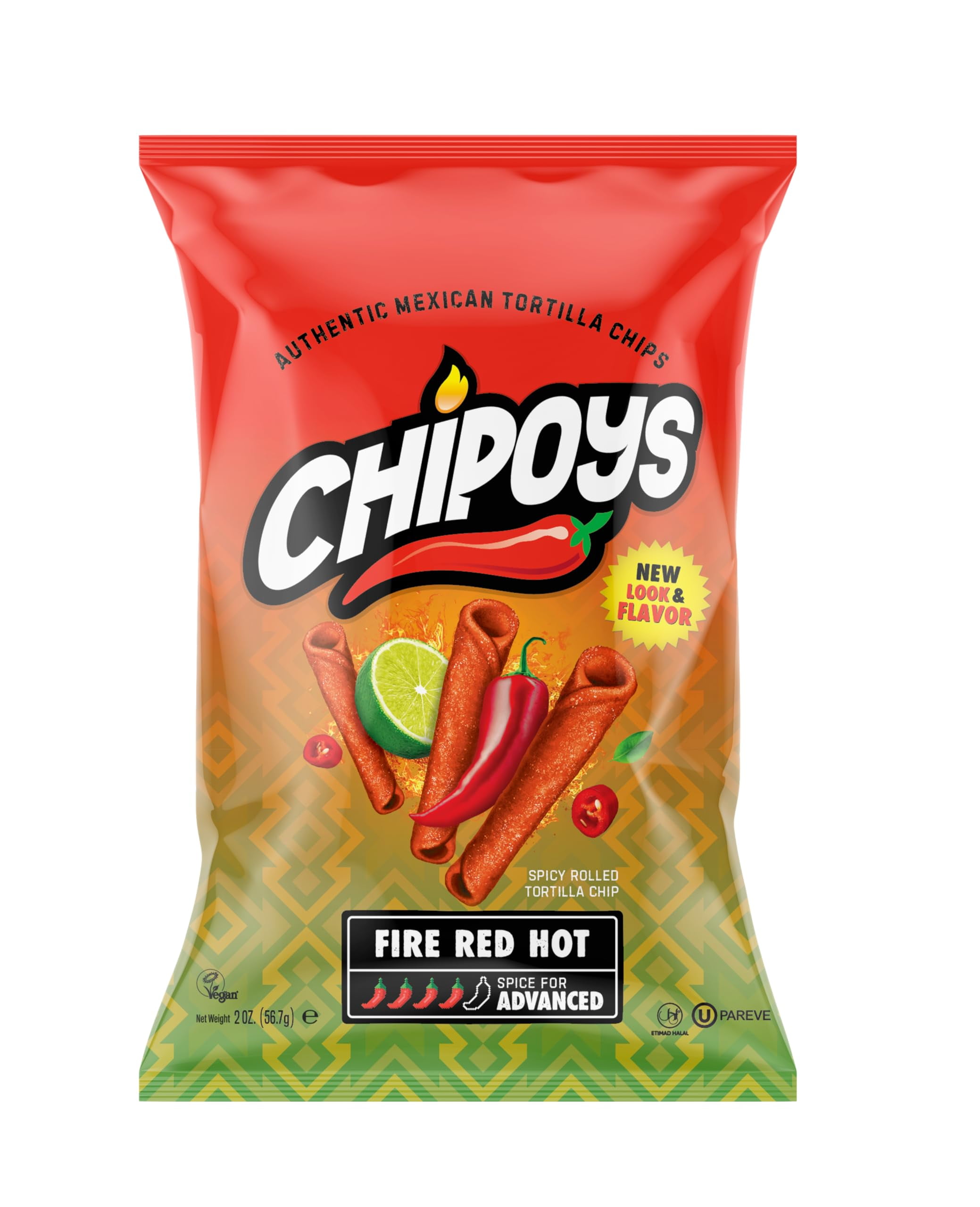 Chipoys Fire Red Hot Spicy HYZ01 Rolled Corn Tortilla Chips, Gluten ...