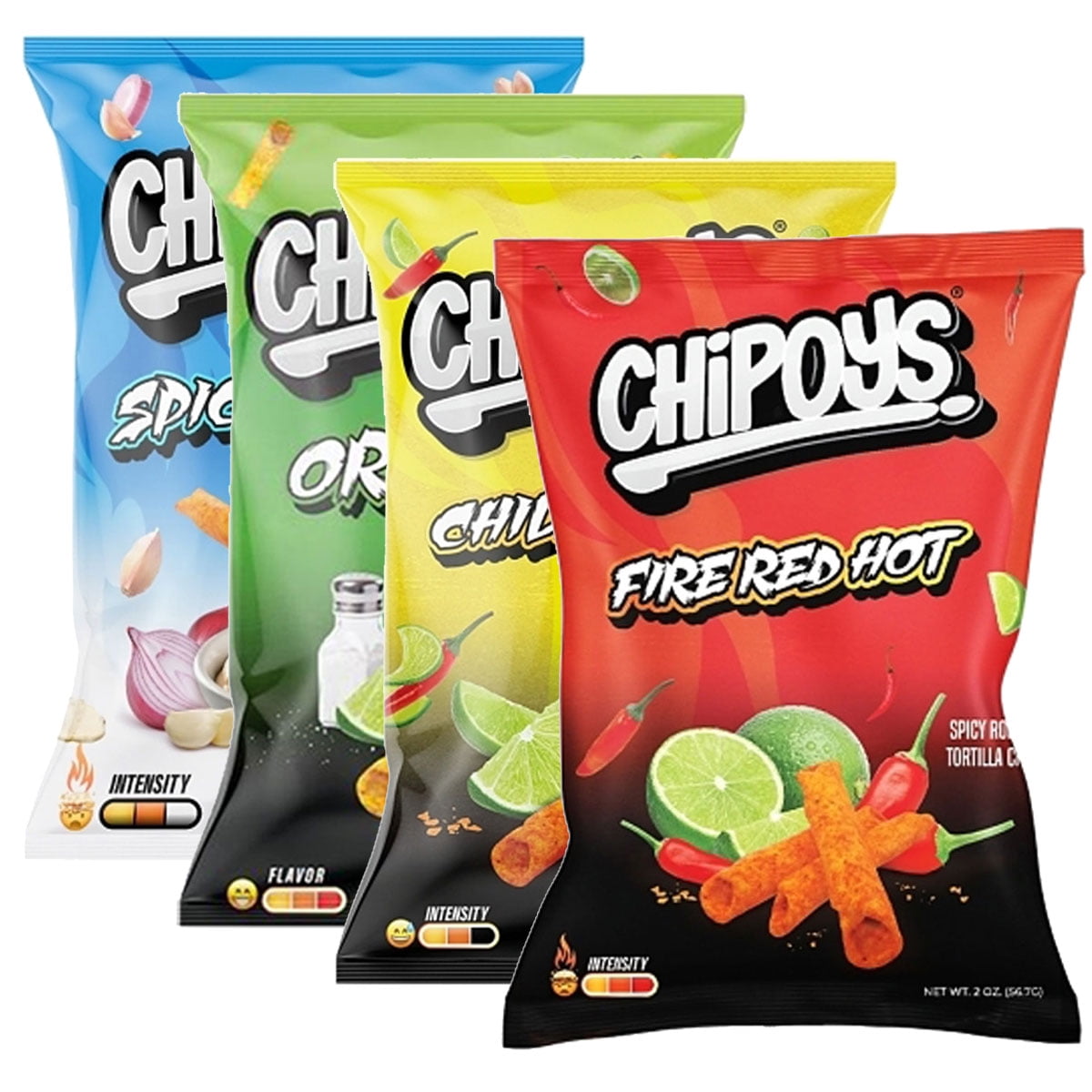 Chipoys Rolled Corn Chips, Flavor Variety Pack, 2 oz - Palatize Pack of ...