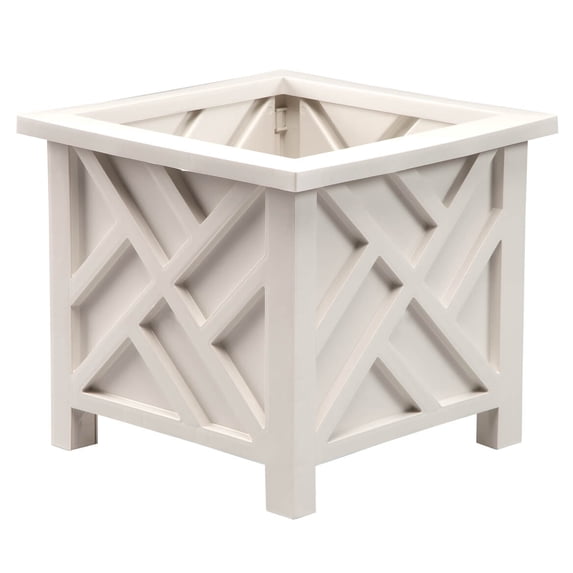 "White Chippendale Outdoor Square Planter Box for Porch and Patio - 14. ...