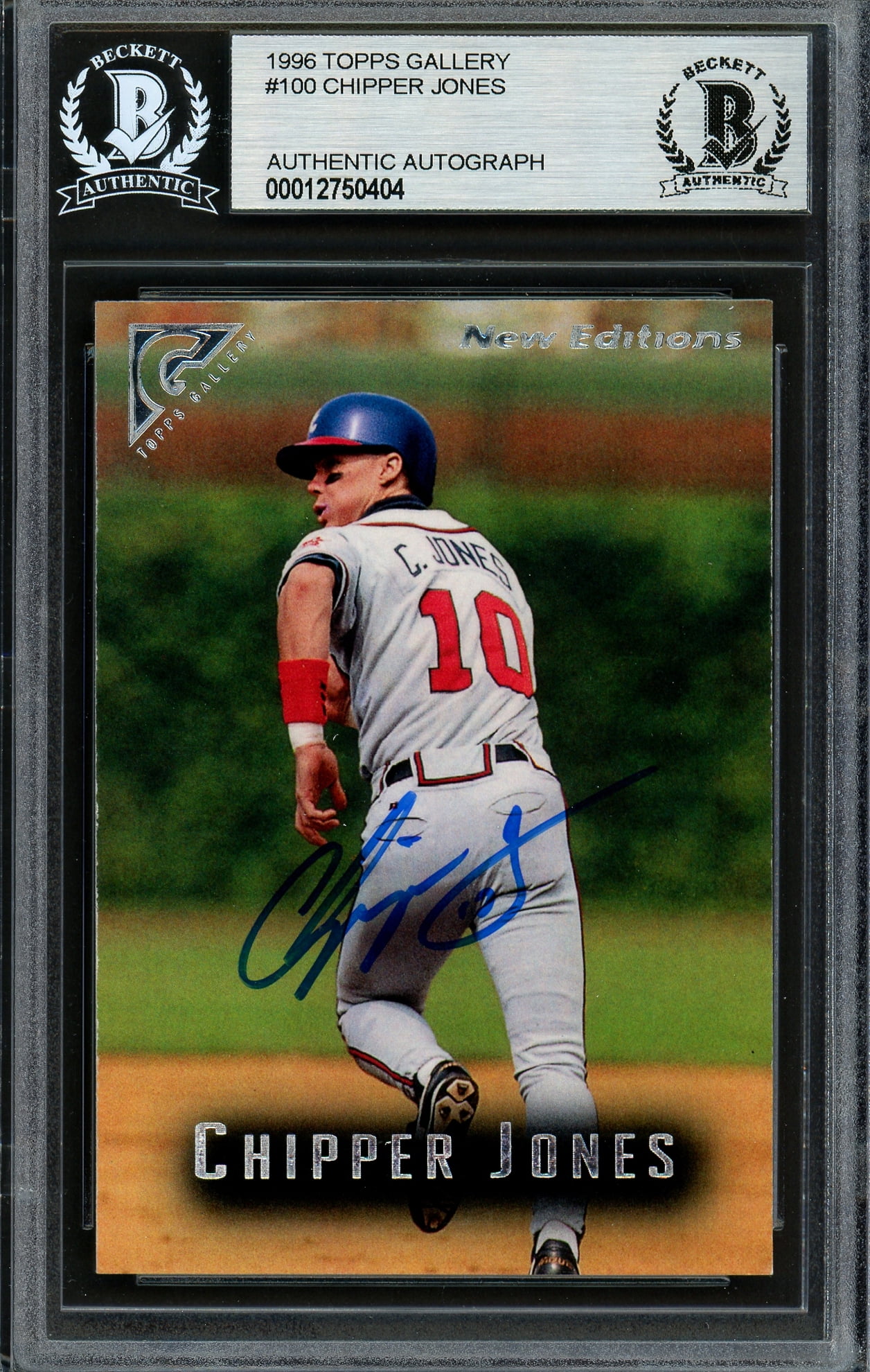 Chipper Jones Autographed 1996 Topps Gallery Card #100 Atlanta Braves ...