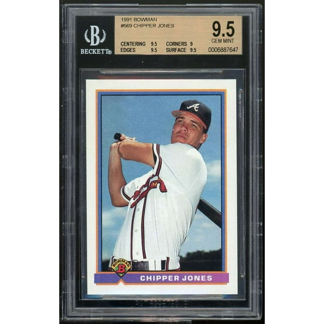 Chipper Jones Rookie Card 1991 Bowman #569 BGS 9.5 (9.5 9 9.5 9.5 ...
