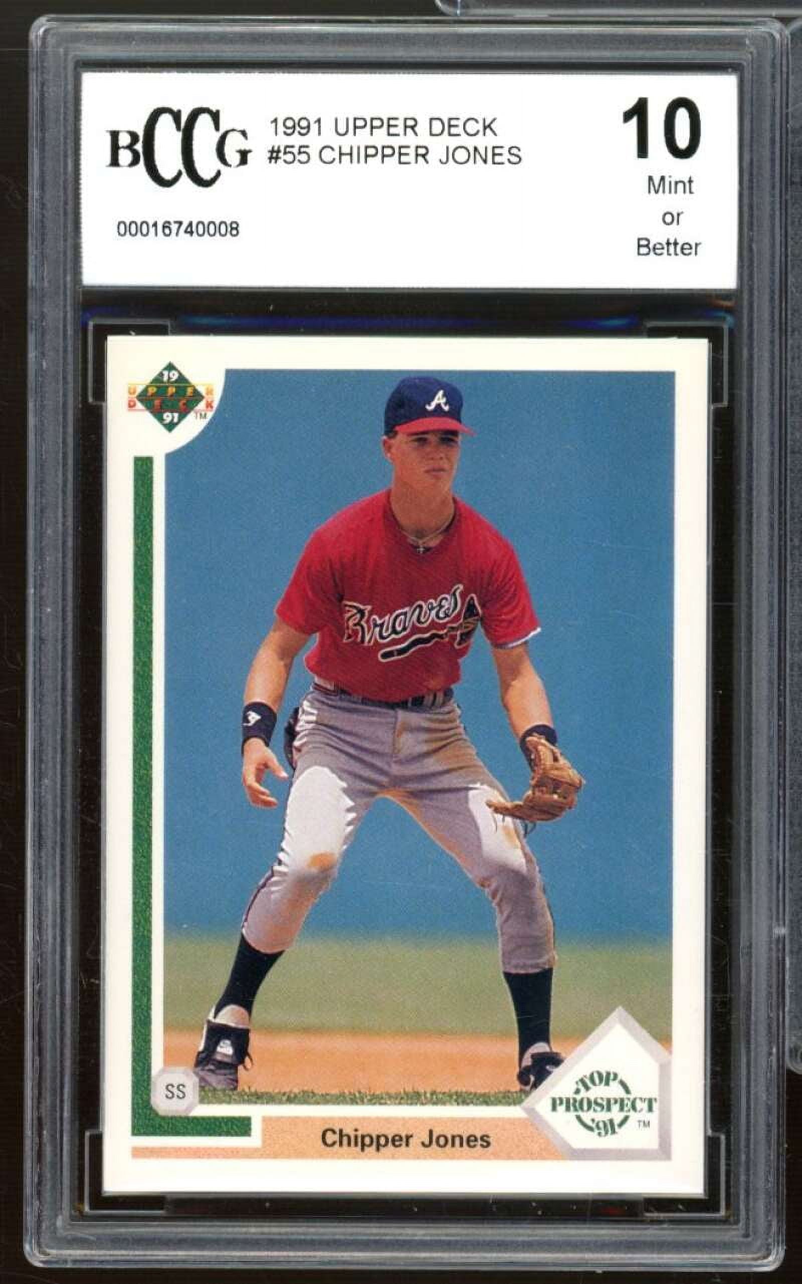Chipper Jones Rookie Card 1991 Upper Deck #55 BCCG 10 Mint+ - Walmart.com