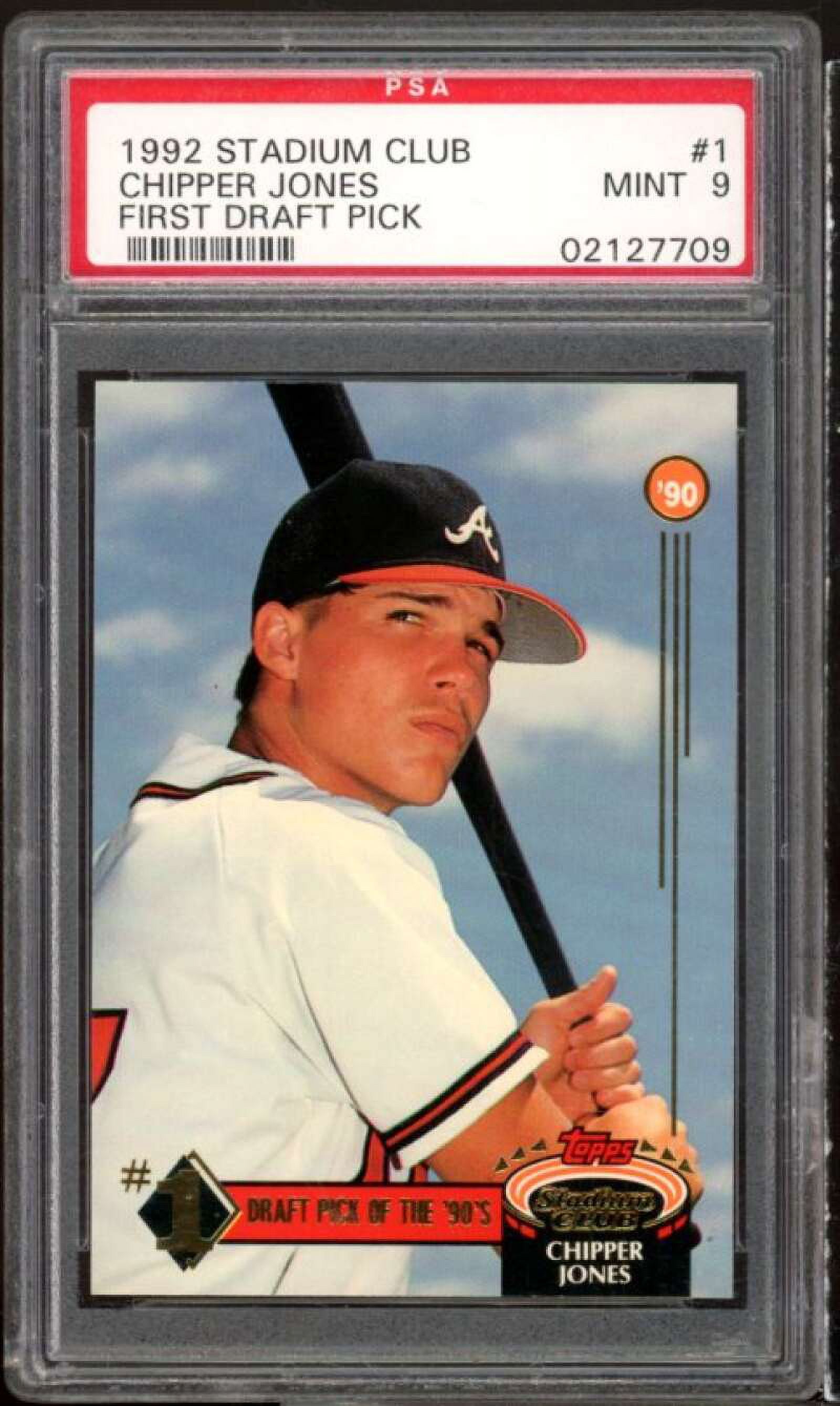 Chipper Jones Rookie Card 1992 Stadium Club First Draft Picks #1 PSA 9 ...