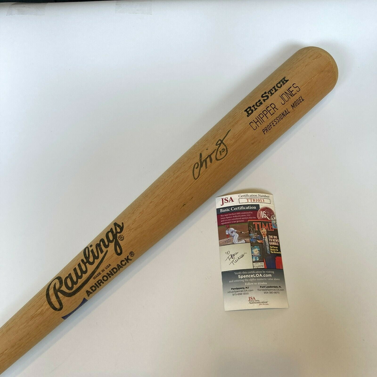 Chipper Jones Signed Rawlings Big Stick Game Model Baseball Bat JSA COA ...