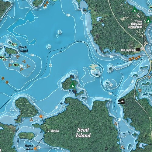 Chippewa Flowage - 37.25" x 27.75" Laminated Wall Map - Walmart.com